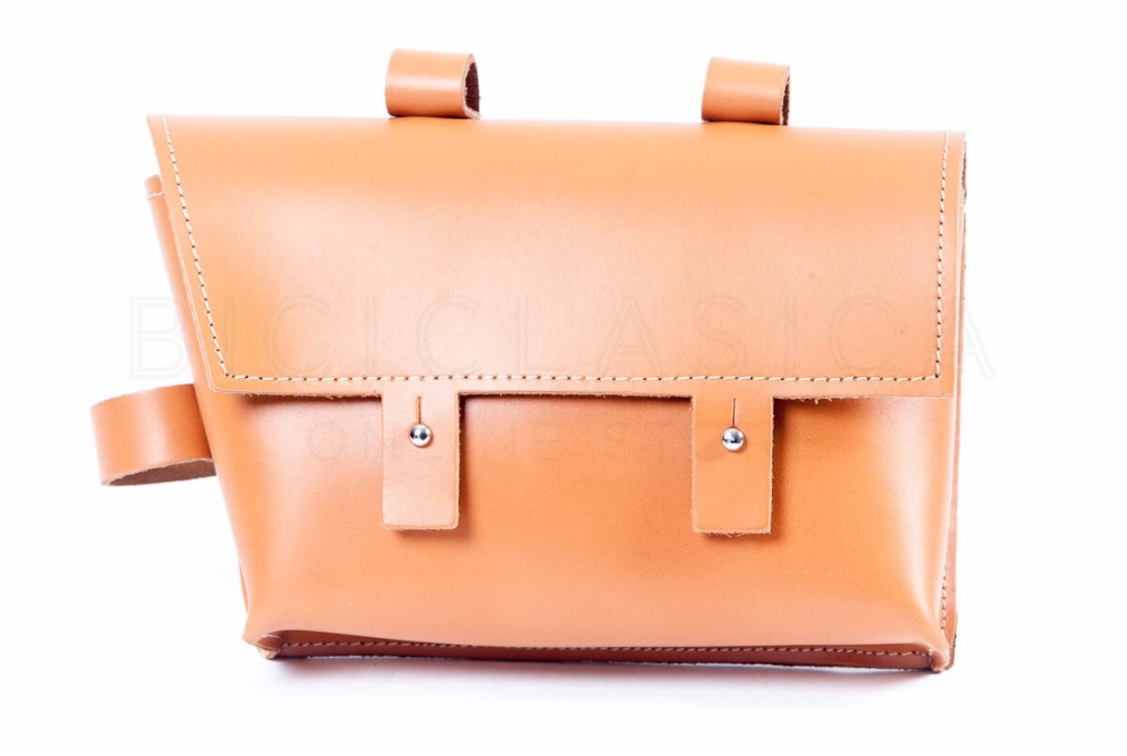 Maletín Lateral de Semi-Piel Miel Victoria | Accesorios | Biciclasica.com