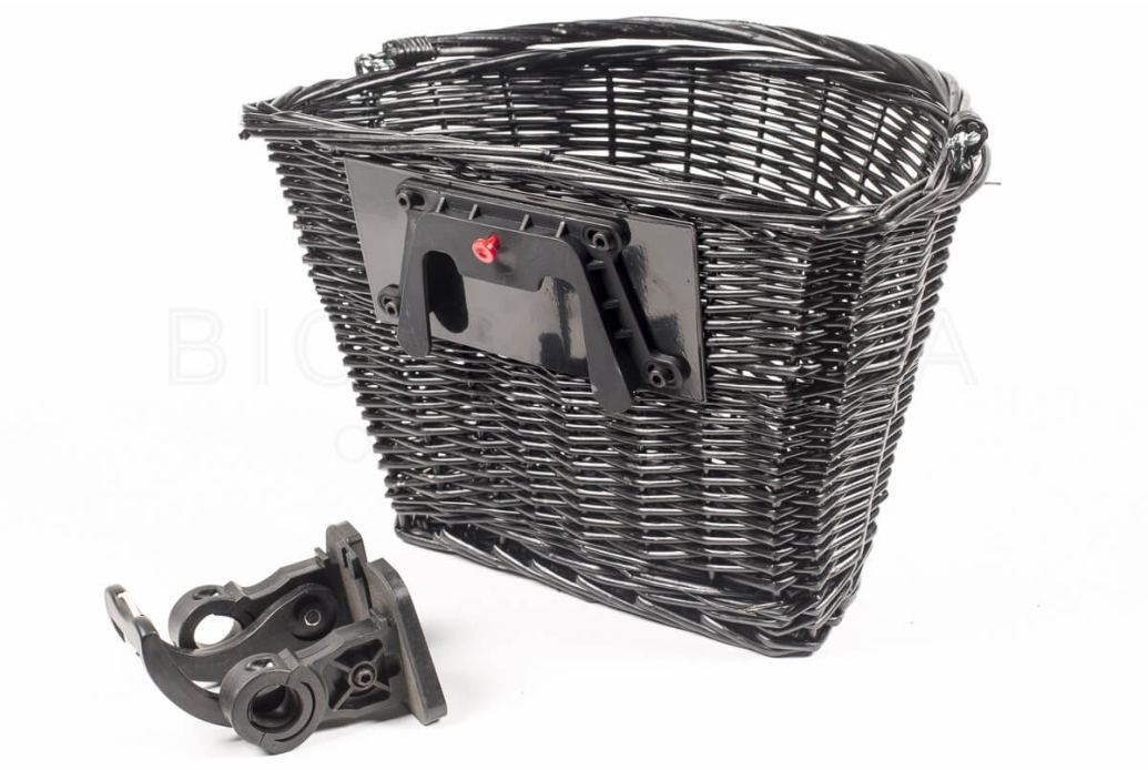 Wicker Bicycle Basket with handle with KlickFix System Black