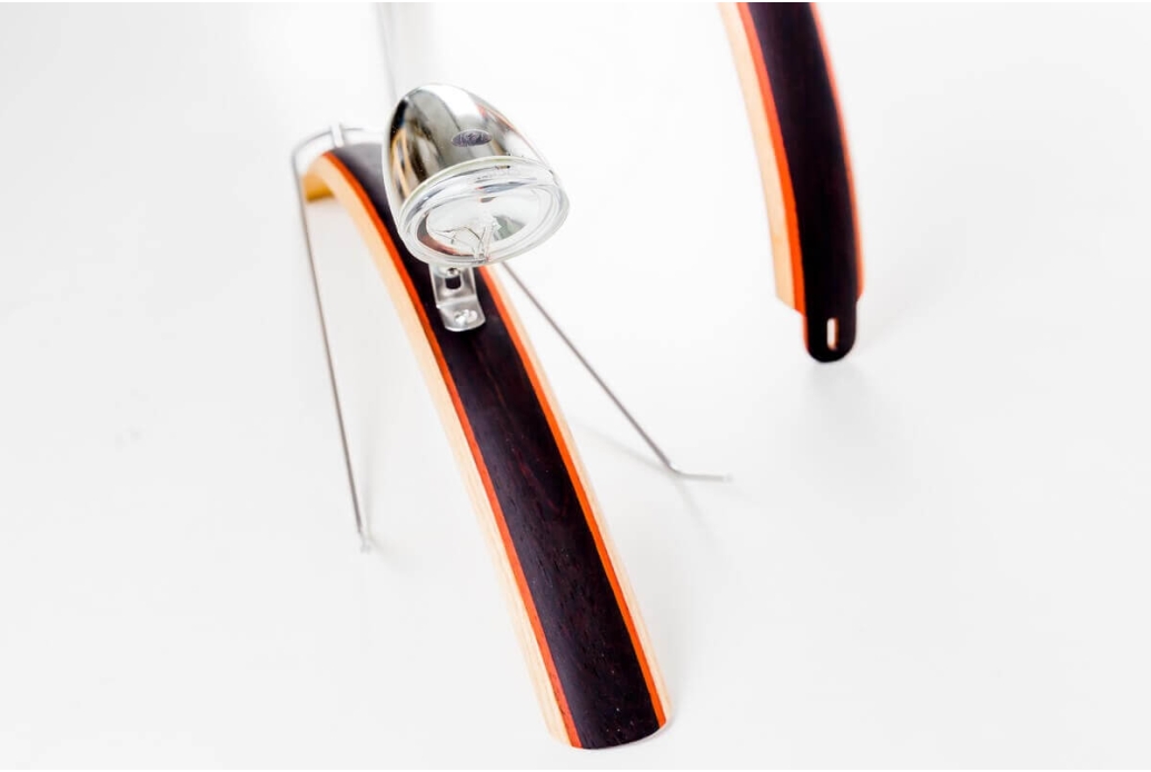 Set of solid ash wood mudguards redwood and wenge 28" + Front and rear ...