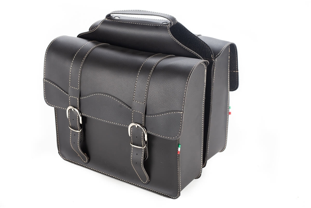 Alforjas Clásicas Acabado en simil-Piel Color Negro | Biciclasica.com